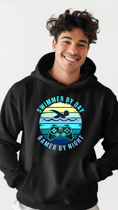 Hoodie CHLORINE SQUAD - Swimmer by day Gamer by Night :: iSwim